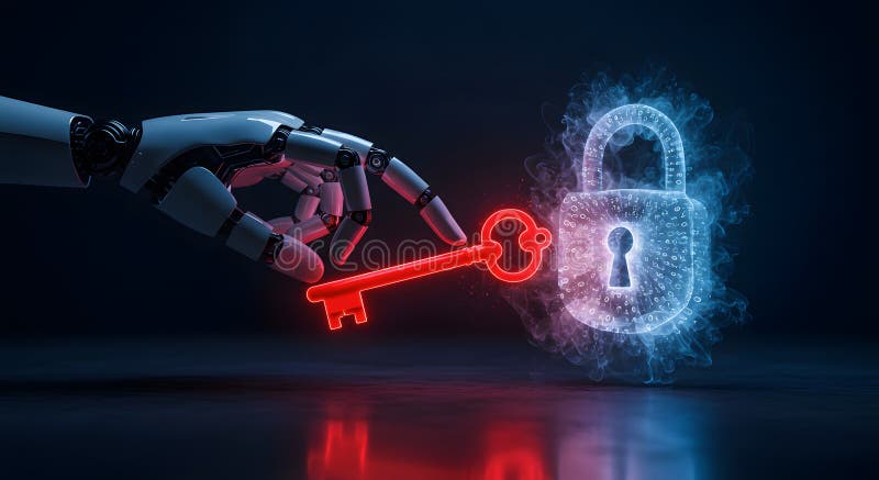 AI-Generated Robotic Key To Digital Security Stock Photo - Image of ...