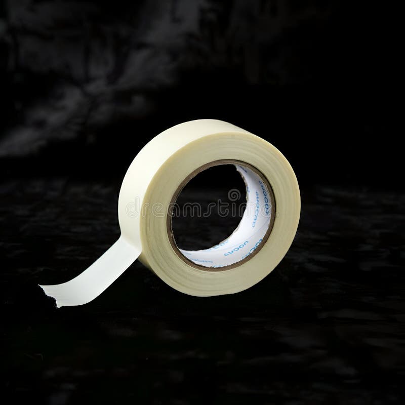 AI-Generated a Roll of Pale Yellow Tape on a Dark Surface Stock ...