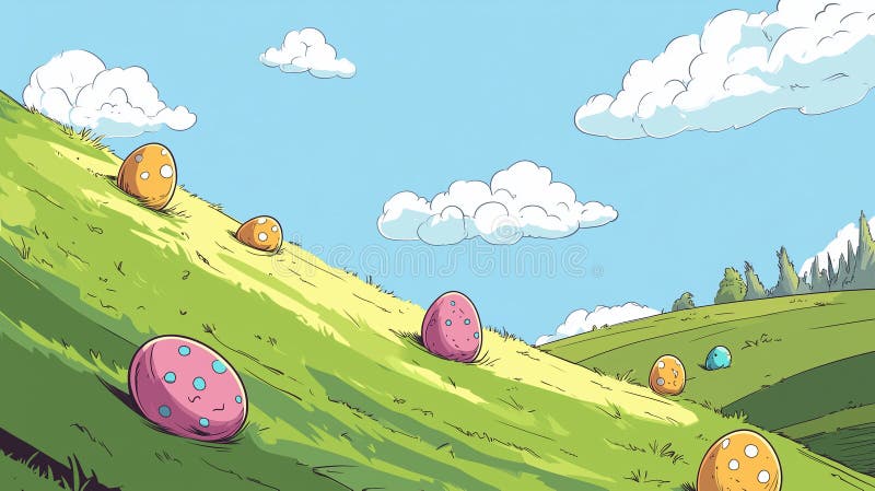 Rolling Green Hills Under a Clear Blue Sky are Dotted with Large ...