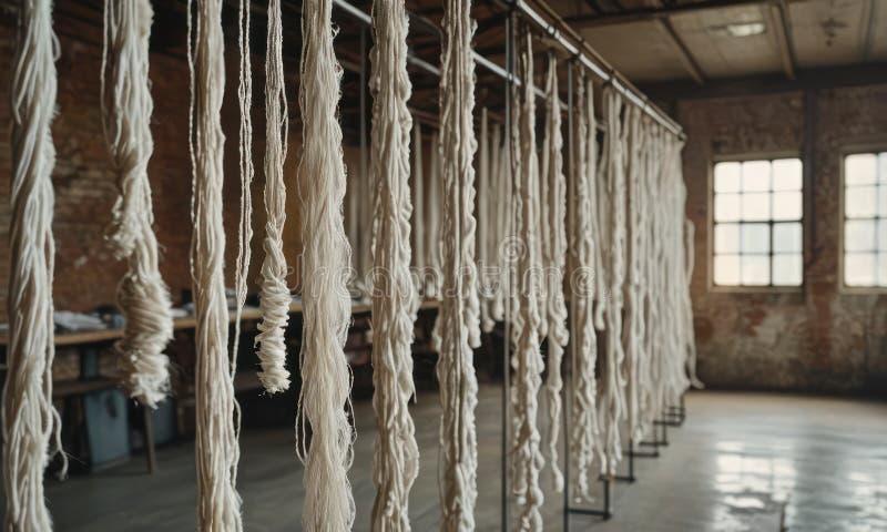 A Wall of White Yarn is in the Background of the Image. Stock ...