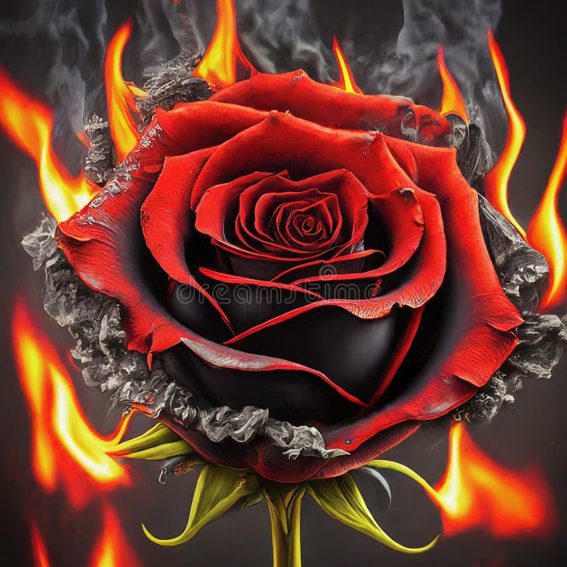 AI Generated Rose on Fire and Turning To Ash Stock Photo - Image of ...