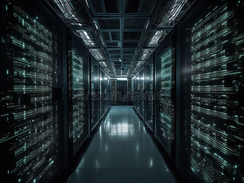 AI Generated Row of Server Racks Stock Illustration - Illustration of ...