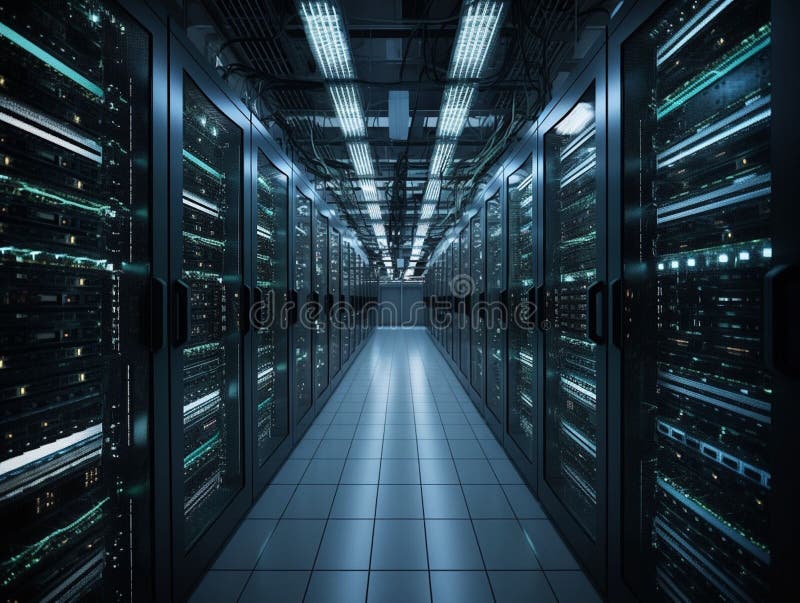 AI Generated Row of Server Racks Stock Illustration - Illustration of ...