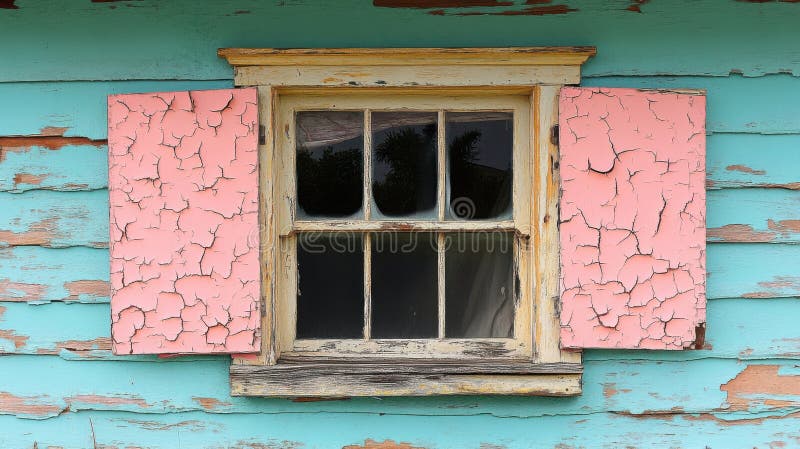 Rustic Beach Shack Window with Shutters, AI Generated Stock ...
