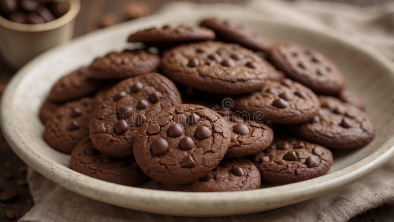 Rustic Chocolate Cookies in a Ceramic Bowl with Natural Lighting. Stock ...