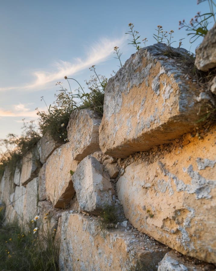 Rustic Stone Wall with Gentle Lighting and Textures Stock Photo - Image ...
