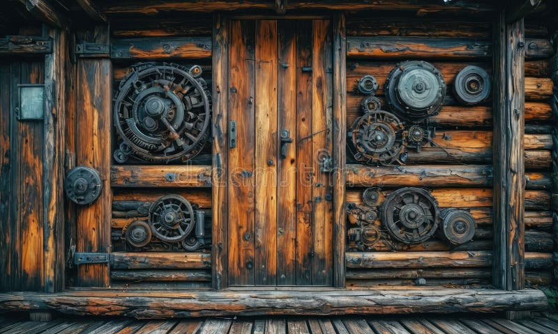 A Door with a Lot of Gears on it. Stock Illustration - Illustration of ...