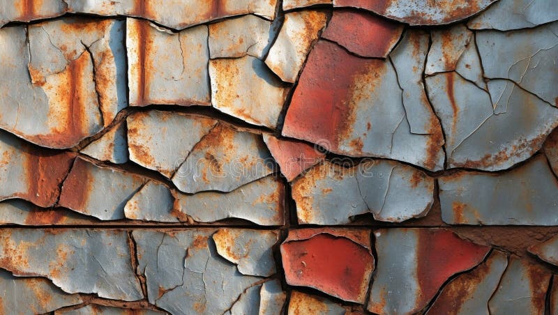 Rusty Cracked Metal Wall Texture Background Stock Photo - Image of ...