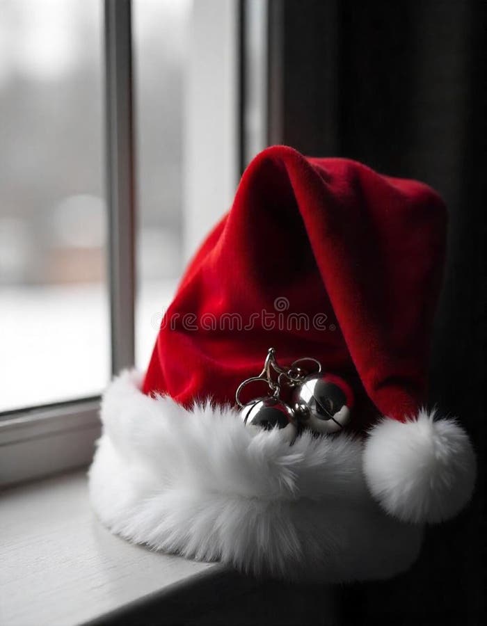 AI generated red Santa cap stock illustration. Illustration of clouds ...