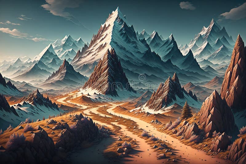 Scene Design for Rough Path To the Mountain by AI Generated Stock ...