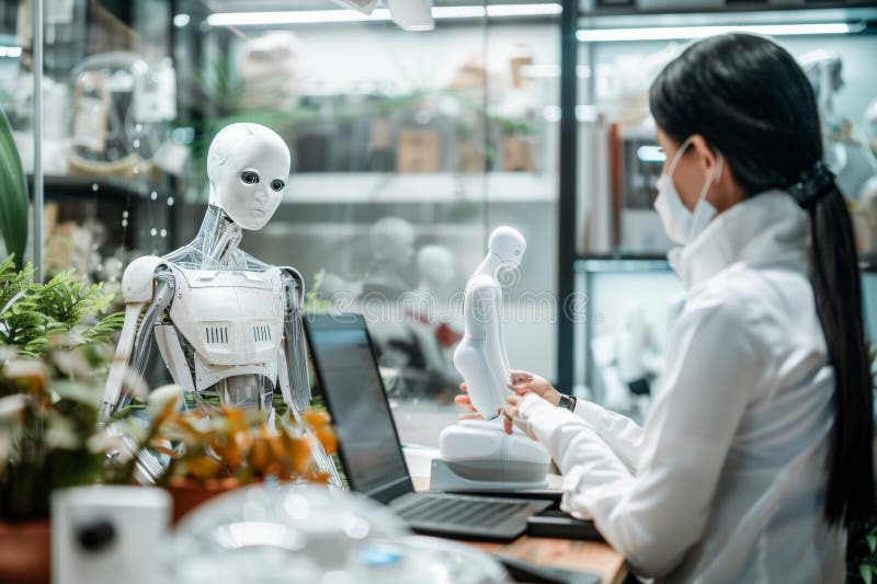 Scientists Working with AI Robot, Modern Technology, Digital Innovation ...