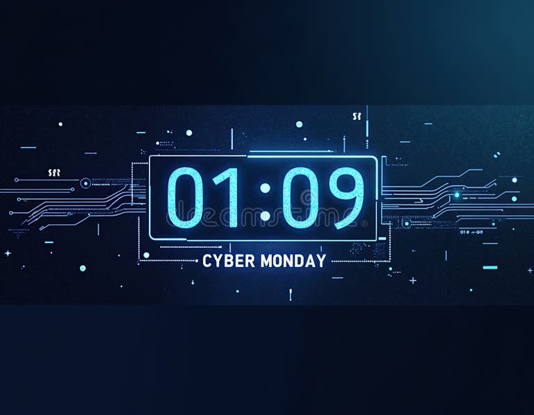A Screen that Says Cyber Monday on it with Digital Countdown Clock and ...