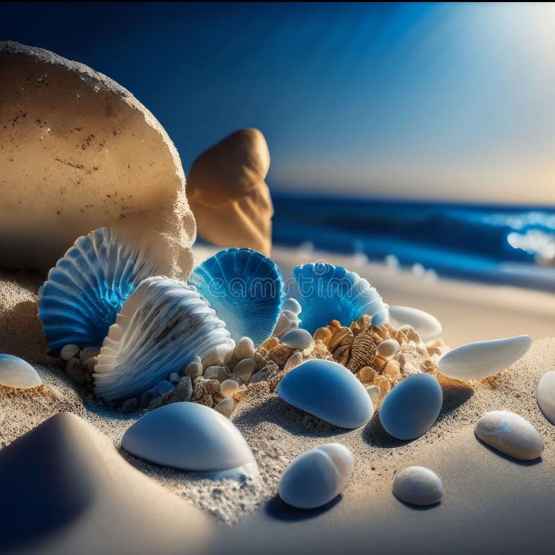 AI generated sea shells stock illustration. Illustration of purple ...
