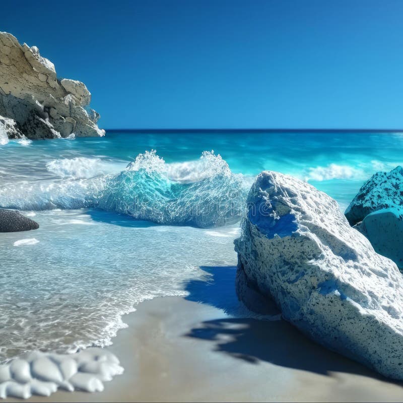 AI generated sea-shore stock illustration. Illustration of beach ...