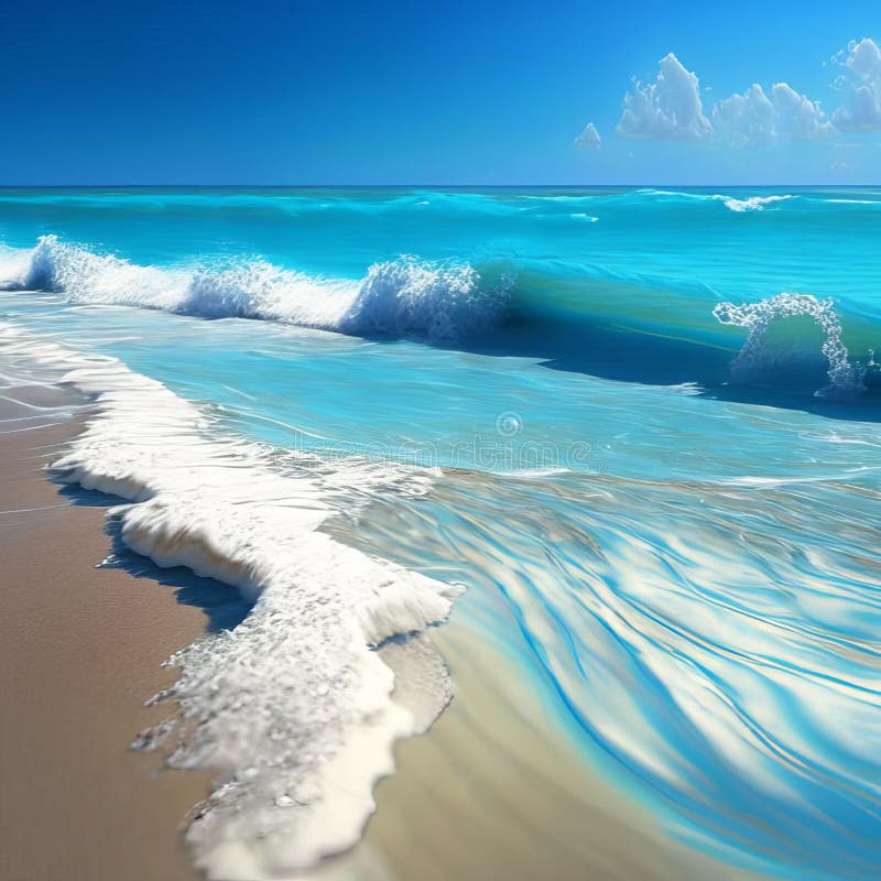 AI generated sea-shore stock illustration. Illustration of waves ...