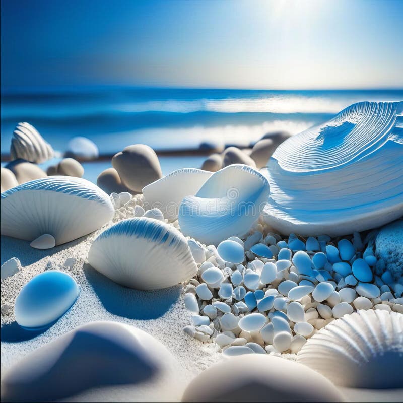 AI generated sea-shore stock illustration. Illustration of white ...