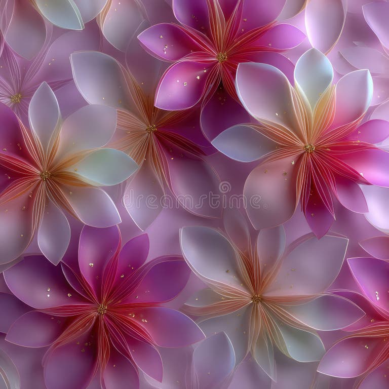 Seamless Pattern of Overlapping Translucent Petals in Soft Glowing ...