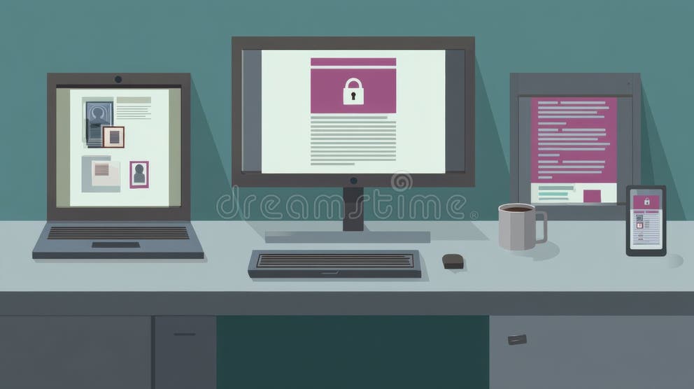 AI-Generated Secure Workspace Stock Illustration - Illustration of ...