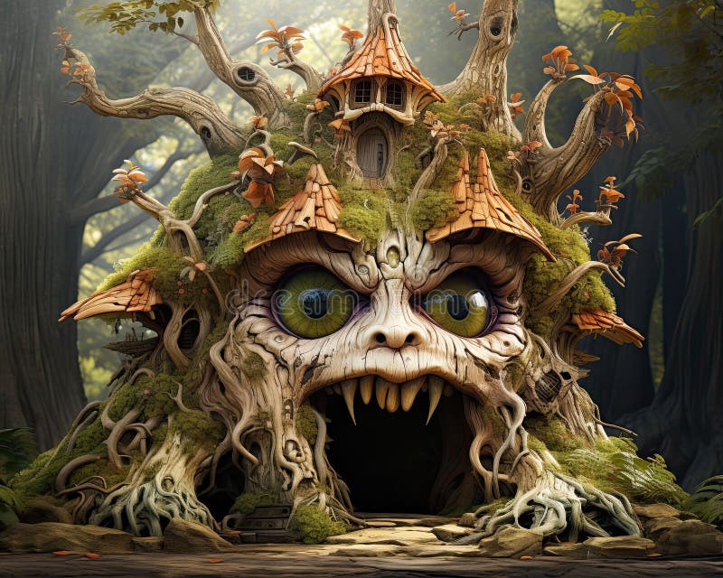 AI-Generated Sentient Tree-Stump House and Whimsical Forest Creatures ...