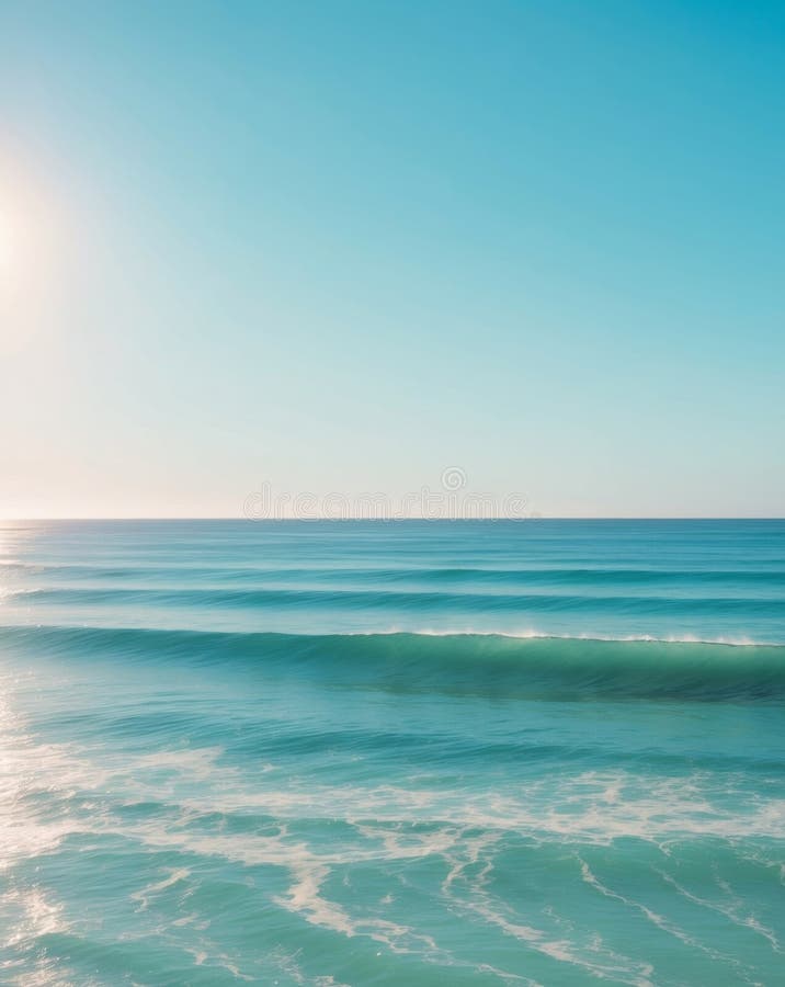 Serene Ocean and Sky Under Bright Blue Horizon. Stock Photo - Image of ...