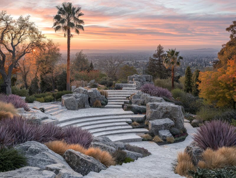 Serene Rural Landscape with Palm Trees Mountains and Subtle Desert ...