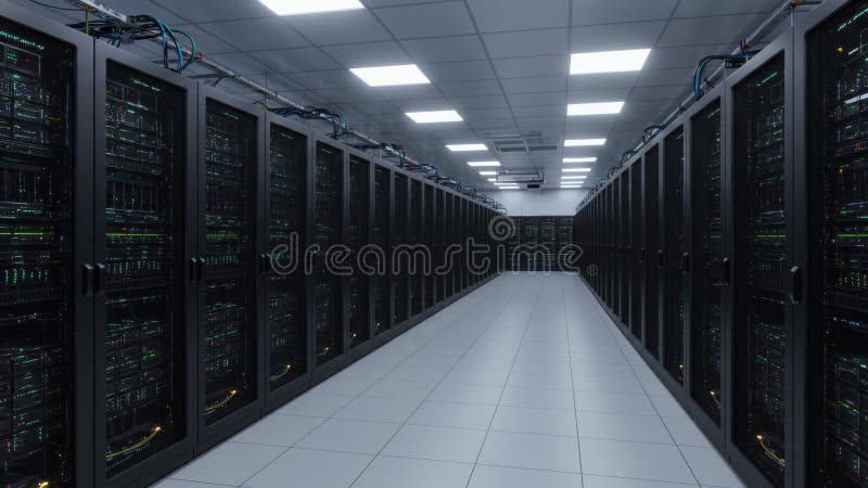 AI-Generated Server Room stock illustration. Illustration of ...