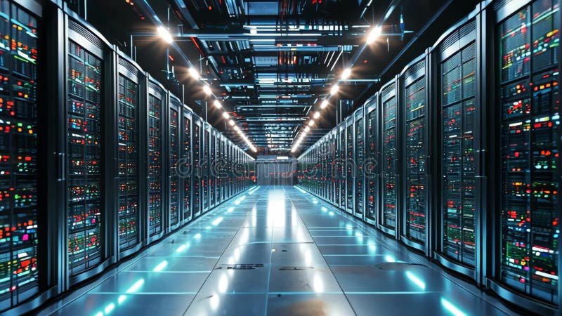AI-Generated Server Room stock footage. Video of rows - 375922334