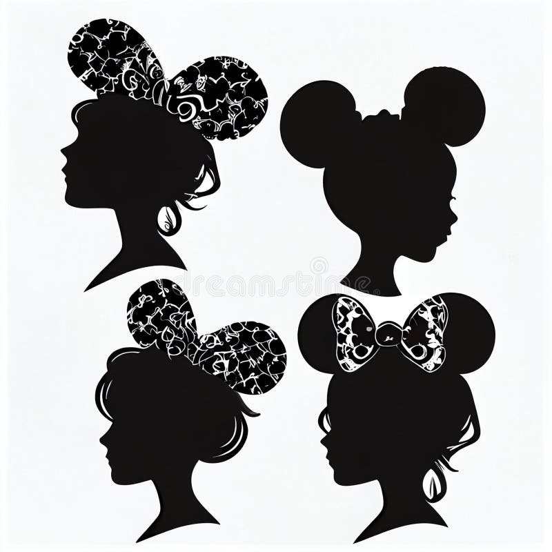 Minnie Mouse Silhouette Stock Illustrations – 66 Minnie Mouse ...
