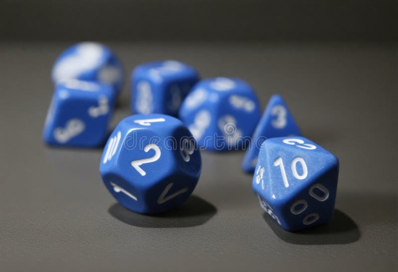 AI-generated Set of Blue Polyhedral Dice on a Smooth Surface, Used for ...