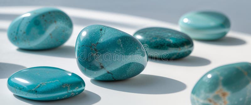 Several Turquoise Healing Stones on a White Studio Background Stock ...