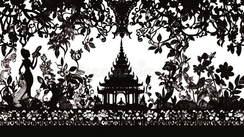 AI-Generated Shadow Puppet Scene Stock Illustration - Illustration of ...