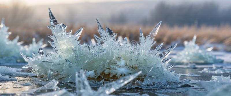 Shattered Ice Formations and Translucent Textures in Winter Natural ...