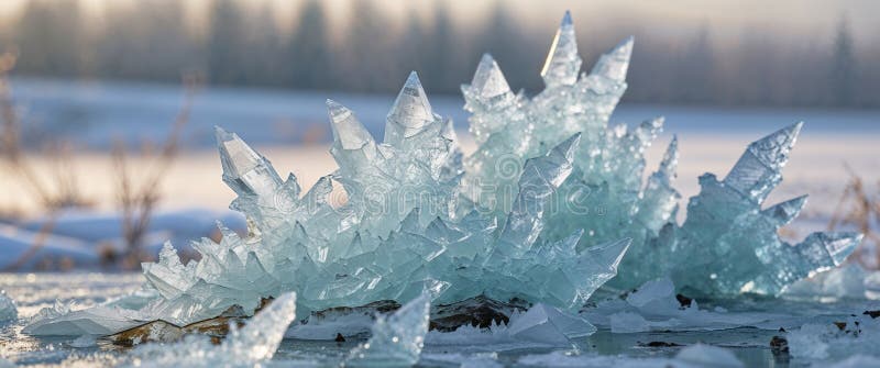 Shattered Ice Formations and Translucent Textures in Winter Natural ...