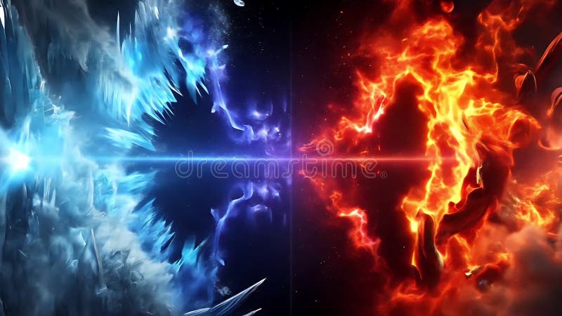 AI-generated Shot of Fire and Ice Colliding in a Battle, Creating a ...