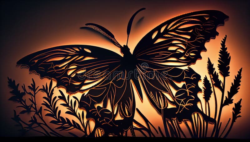 Delicate Butterfly in Sunset Glow, Made with Generative AI Stock ...
