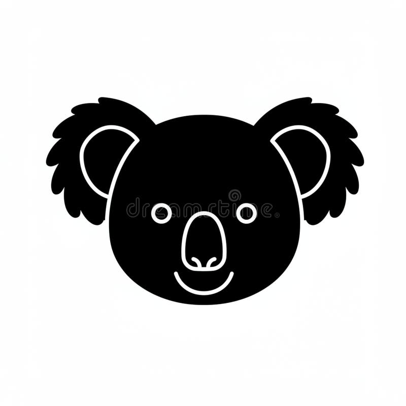 Silhouette of a Koala S Face with Distinct, Rounded Ears and a Large ...
