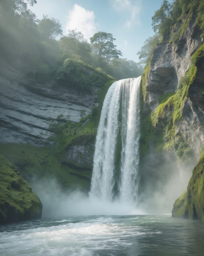 Silver Cascade, Magnificent Waterfall Stock Photo - Image of rock ...