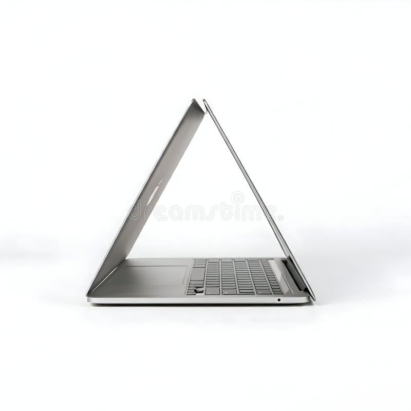 AI Generated: Silver Laptop Open and Angled Sideways Stock Illustration ...