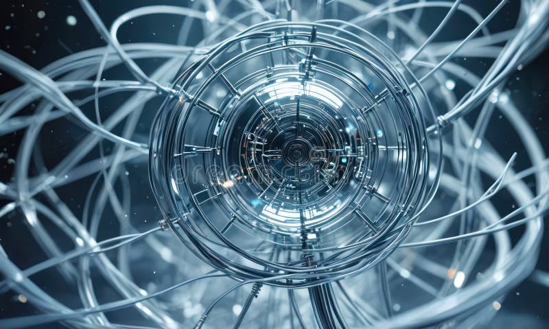 A Metal Wire Circle with a Light at the Center. Stock Illustration ...