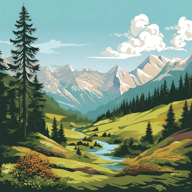 Austrian Cartoon Mountains Stock Illustrations – 42 Austrian Cartoon ...