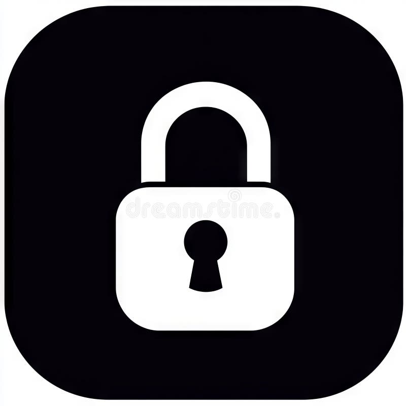 A White Padlock Icon on a Black Background. Stock Illustration ...