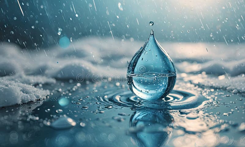 A Drop of Water is Falling into a Pool of Water. Stock Illustration ...