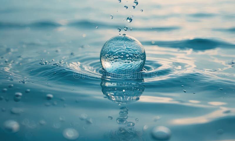 A Drop of Water Splashes into the Water, Creating a Ripple Effect ...