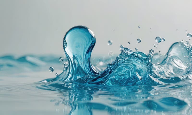 A Blue Splash in the Water with a Bubble in the Middle. Stock ...