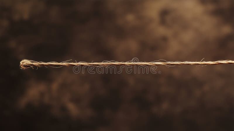 A Single, Frayed Rope is Shown Horizontally Against a Dark, Blurred ...