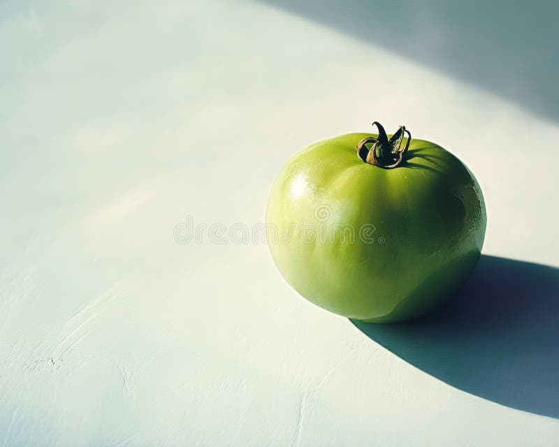 Green Tomato with Shadow stock illustration. Illustration of single ...