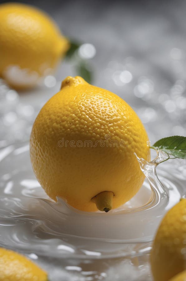 A Single Lemon Resting in a Swirling White Surface. Stock Image - Image ...