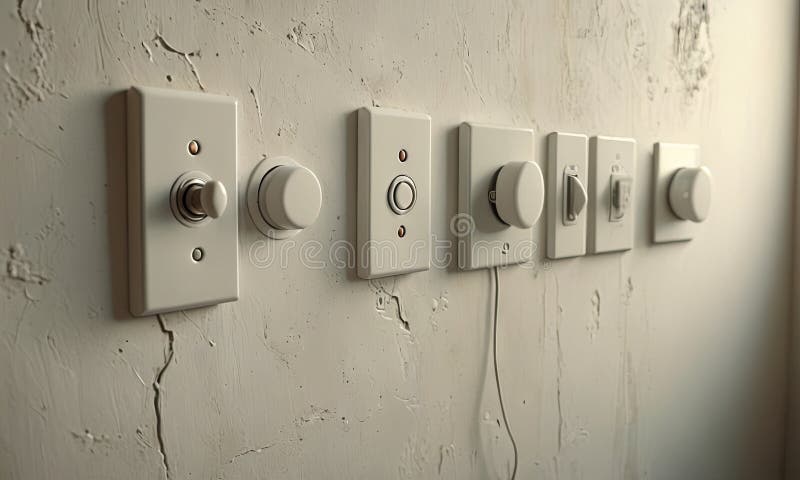 A Wall with Five White Switches Mounted on it. Stock Illustration ...