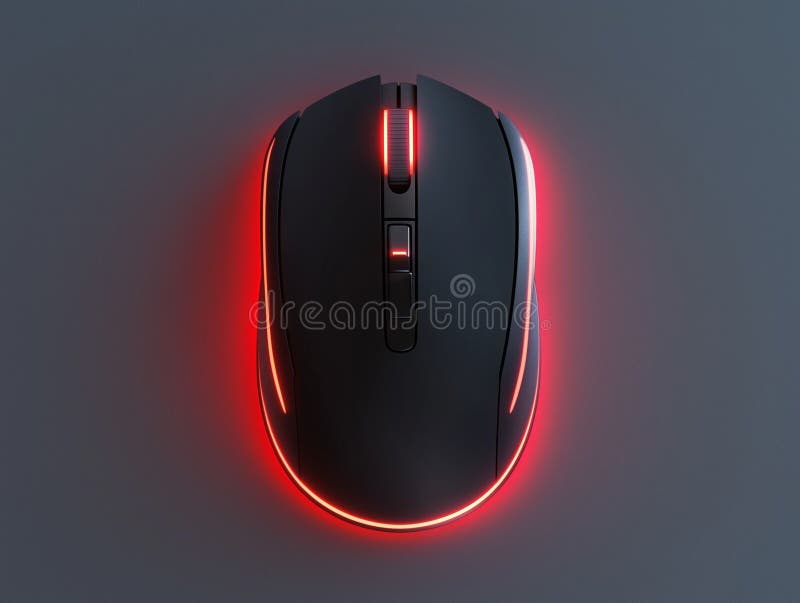 AI-generated Sleek Black Gaming Mouse with Red Led Lights Stock ...
