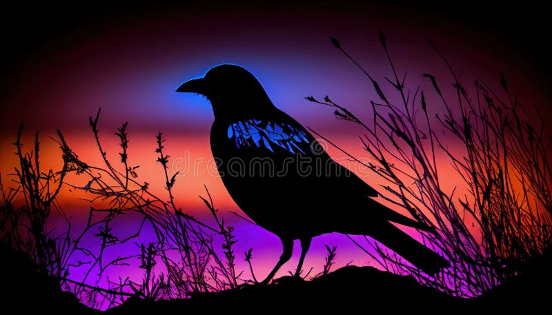 Silhouette Crow, Made with Generative AI Stock Illustration ...